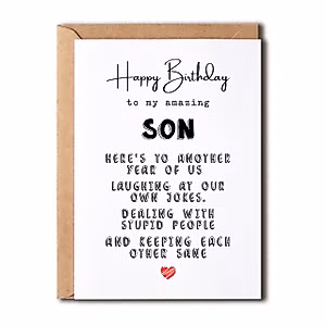 KrysDesigns Birthday Card Son - Greeting Card - For Son - Happy Birthday To My Amazing Son - Funny Card For Son - Quote Queen Cards 5 x 7 inches