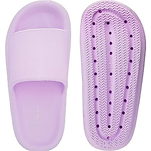 Joomra Womens Shower Slides Slippers Massage Foam Cushioning Bathroom Sandals Open Toe Pool Beach Ladies Outdoor Non Slip Soft Thick Sole Female Sandles Purple 37-38