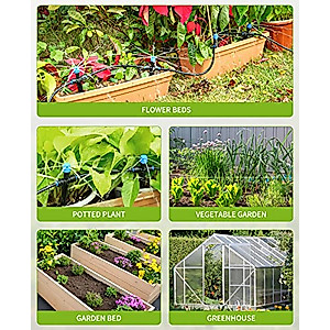 HIRALIY 59FT Garden Watering System, Drip Irrigation Kits for Plants, New Quick Connector, Blank Distribution Tubing, Saving Water Automatic Irrigation Equipment for Patio Lawn