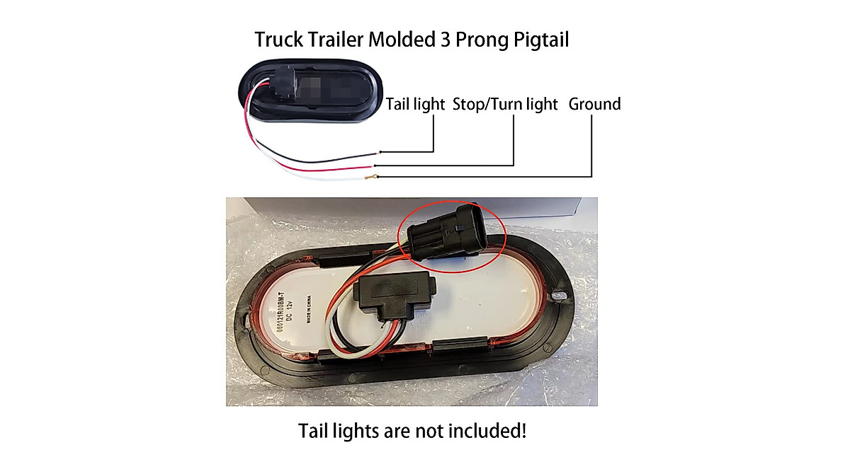 10x Truck Trailer Light Plug 3-Prong Pigtail Harness for Vehicles