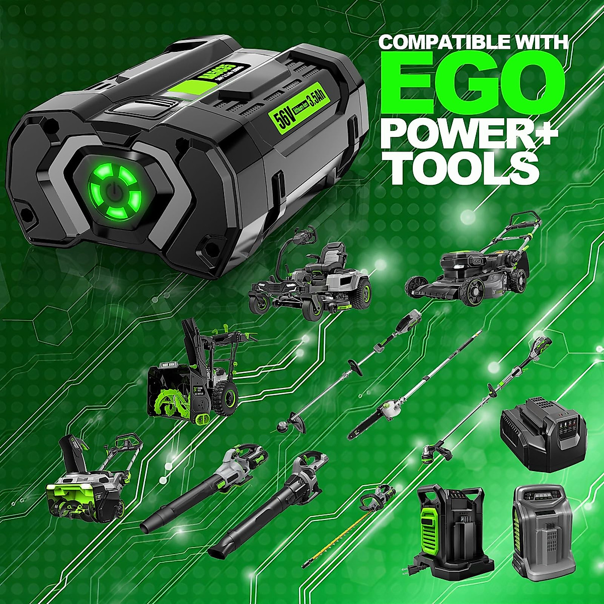 POWITEC 56V 3500mAh Replacement Battery for EGO Power+ BA1400 BA2800 BA1400T 3.5Ah Lithium Ion Battery Compatible with EGO Power+ Cordless Tool Battery Pack