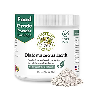 Wholistic Pet Organics DE for Dogs Organic Food Grade for Dogs - 4 Oz - Safe Non-Chemical Freshwater Silica Improves Overall Health