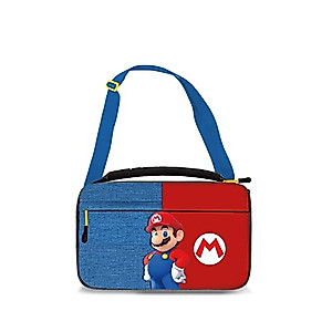 PDP Messenger Case with Removable Shoulder Strap - Holds 14 Games & Console - Compatible with Nintendo Switch/ Lite/ OLED - Power Pose Mario