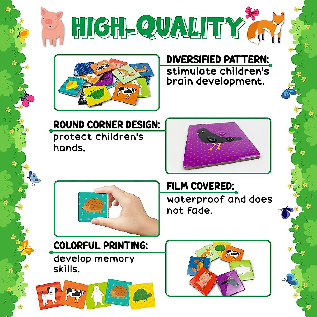 Memory Game - 16 Pairs Animal Memory Games for Kids 3 and Up, Memory Matching Game for Toddlers Education, Non Toxic Memory Card Games of Gift for Kids Preschool 2 Year Old