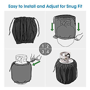 Unicook Propane Tank Cover 20lb, Heavy Duty Gas Tank Cover with Adjustable Drawstrings, Dress up Your Gas Grill, Durable and Convenient, Fits Standard 20lb Tank Cylinder, Black