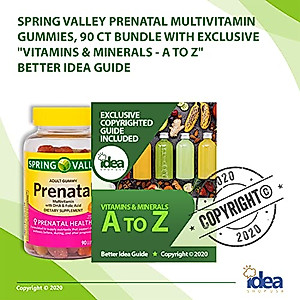 Spring Valley Prenatal Multivitamin Gummies, 90 Ct Bundle with Exclusive Vitamins & Minerals - A to Z - Better Idea Guide (2 Items)