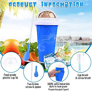 DIY Slushy Maker Cup Double Layers Silica Cup, Smoothie Pinch Ice Cup, Frozen Magic Squeeze Cup, Cooling Maker Cup,Freeze Mug Milkshake Tools,Portable Squeeze Icy Cup (Blue)