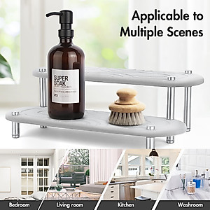 YumTech Sink Tray, Diatomaceous Tray, Fast Drying Stone Sink Caddy, Instant Dry Sink Organizer Bathroom, Water Absorbing Drying Stone Tray for Sink, Drying Stone for Kitchen Counter(2-Tier, Grey）