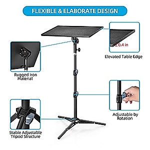 CODN Projector Stand, Foldable Projector Mount Laptop Tripod Adjustable Height 23'' to 43'', Universal Outdoor Laptop Floor Stand for Computer, Book, Music Notes, Sound Media, DJ Equipment