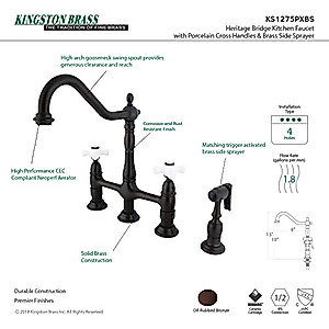 Kingston Brass KS1275PXBS Heritage Bridge Kitchen Faucet, 8-3/4", Oil Rubbed Bronze