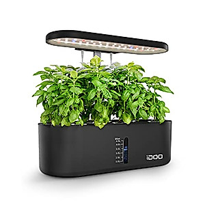 iDOO Hydroponics Growing System, 10 pods Indoor Herb Garden with LED Grow Light, Auto Timer Smart Garden, Water Shortage Alarm, 15'' Height Adjustable, 4.5L Water Tank