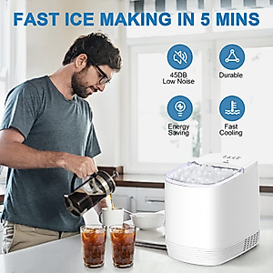 Countertop Ice Maker Machine Portable Ice Maker 35Lbs/24H 9pcs Ice Cubes Ready in 5-8 Mins, Portable Ice Maker for Home/Kitchen/Party