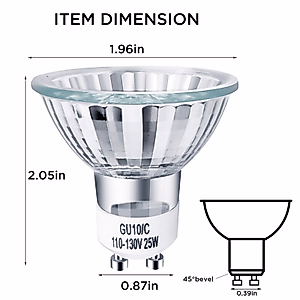 6Packs Halogen GU10 Bulb,120V 25W Bulb,Dimmable Light Bulb With Glass Cover,High Brightness Halogen Flood Light Bulb,Replacement Bulb for Candle Warmer,Scent Wax Burner,Track Lighting,Warm White 2700K