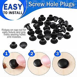 BOPOREAE 500Pcs 3/16 Inch Plastic Hole Plugs,5 mm Black Screw Cap Round Button Plugs, Cabinet Closet Cupboard Shelves Furniture Peg Pin Nail Drilling Hole Covers