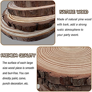 DSYIL 10 PCS Unfinished Wood Slices Bulk, 5.1-5.5 Inch Round Craft Wood Circles with Tree Bark,Christmas Ornaments Wood for Crafts Rustic Wedding Centerpieces Decoration