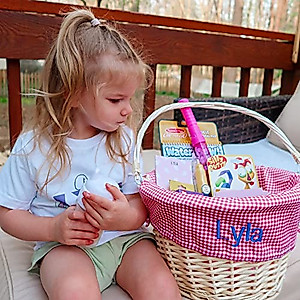 Personalization Universe Personalized Willow Easter Basket with Folding Handle- Lavender