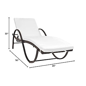 QZZCED Chaise Lounge Chair Sets Outdoor Beach Pool PE Rattan Reclining Chair with Cushion,Sun Loungers 2 pcs with Table Poly Rattan Brown(Fast delivery)