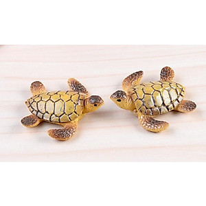 SunRise 6pcs Resin Cute Beach Sea Turtle Miniature Figurine Status Micro Landscape Decorations Fairy Gardens Dollhouse DIY Ornaments Decor