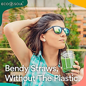 ECO SOUL 100% Compostable Straws [100 Count][8.25"] Eco-Friendly Biodegradable Sustainable Disposable Straws, Cocktail Cold Drink Smoothie Bendable Straws