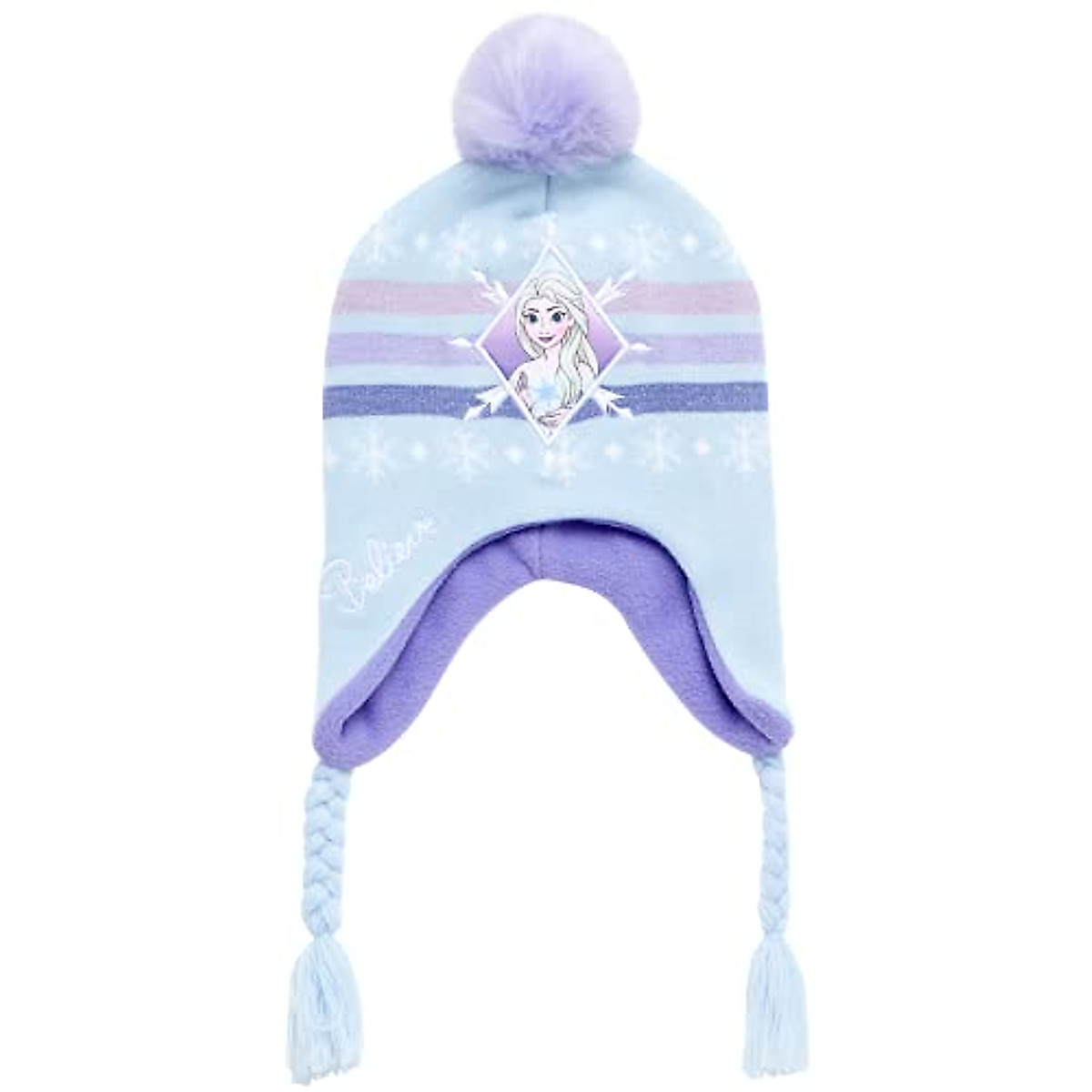 Disney Girls’ Winter Set: Ear Flap Beanie Hat, Gloves or Mittens: Elsa, Anna, Princess (Age: 2-7), Size Age 4-7, Blue Glove