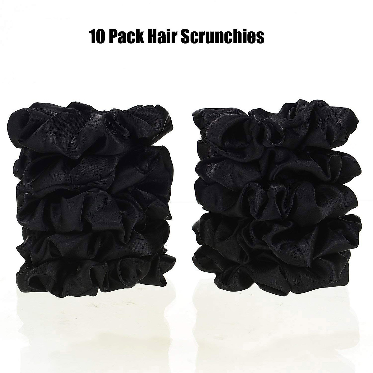 10 Pieces Satin Scrunchies Hair Ties Silky Small Elastic Hair Bobbles Ponytail Holders Curly Accessories for Women Girls Kids Adults(Black)