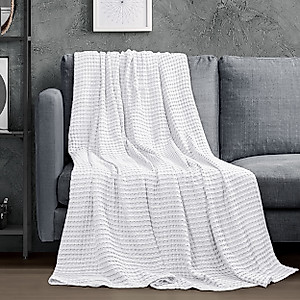 Utopia Bedding Cotton Waffle Blanket 300 GSM (White - 90x72 Inches) Soft Lightweight Breathable Bed Blanket Twin Size Layering Any Bed for All Season