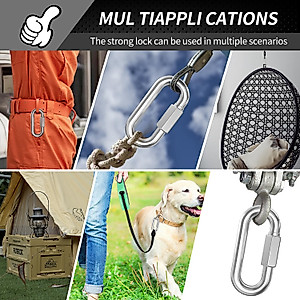 3 Inch Stainless Steel Chain Quick Links- 10 Pack 5/16" Locking Carabiners, Chain Hooks, Twist Key Ring Screw Chain Link, 1535 Lbs Capacity