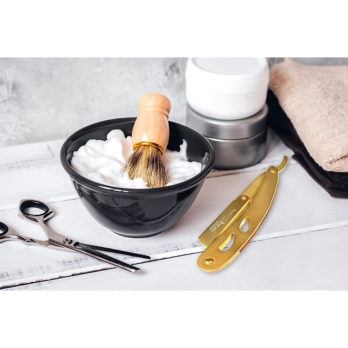 G4 Professional Straight Edge Razor for Men with 100-Pack Replaceable Derby Blades Barber Single Blade Shaving Razor -navajas para barbero