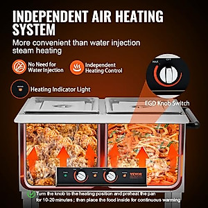 VEVOR 2-Pan Commercial Food Warmer, 2 x 20.6QT Electric Steam Table, 1000W Professional Buffet Catering Food Warmer with 4 Wheels (2 Lockable), Food Grade Stainless Steel Server for Party Restaurant
