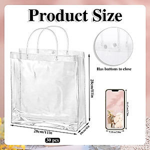 BESARME 30 Pack Clear Gift Bags with Handle, Reusable Plastic Bags Small Gift Wrap Tote Bags Candy Bags for Christmas Party Favors Wedding Birthday (6.3" x 5.9" x 2.8")