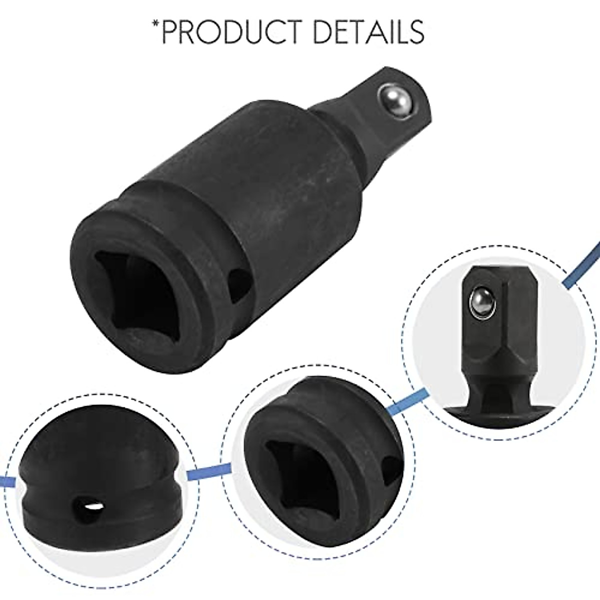 Pteanecay 3Pcs 1/4inch 3/8inch 1/2inch Wrench Socket Adapter 360° Drive Swivel Pneumatic Wrench Universal Joint Hand Tool