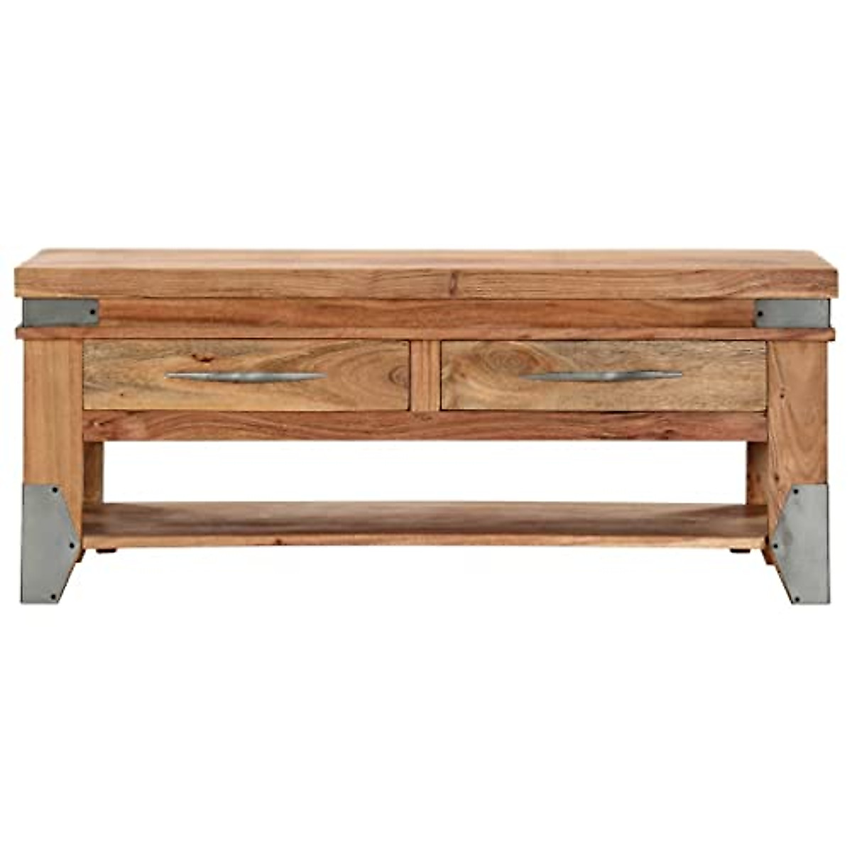 QJBSAVVA Coffee Table 43.3"x20.5"x17.7" Solid Acacia Wood,Entrance Table Tray Tables Center Table Low Table Suitable for Meeting Rooms, Reception Rooms, Offices