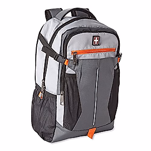 Adult Unisex Muti-Purpose Banded Backpack (Grey/Orange, 12.75”W x 18”H x 6.5”D)