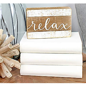AuldHome Faux Book Stack (Cream); Blank Set of 3 Decorative Books for DIY Crafts and Home Decor