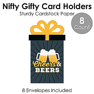 Big Dot of Happiness Cheers and Beers Happy Birthday - Birthday Party Money and Gift Card Sleeves - Nifty Gifty Card Holders - Set of 8
