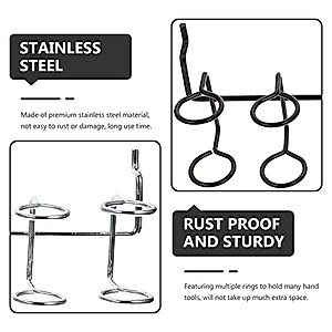 Housoutil 4Pack Pegboard Screwdriver Holders, Six- Tool Multi- Tool Organizer Racks, Stainless Steel Peg Board Tool Utility Hooks for Your Workbench, Garage, Tool Shed, or Craft Room (Black& Silver)