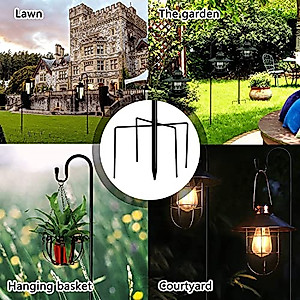 47 Inch Outdoor Shepherd Hook with 5 Prong Base(2 Packs),Adjustable Hanger for Outdoor,Garden Flower Planter,Bird Feeder,Plant Baskets (Black)