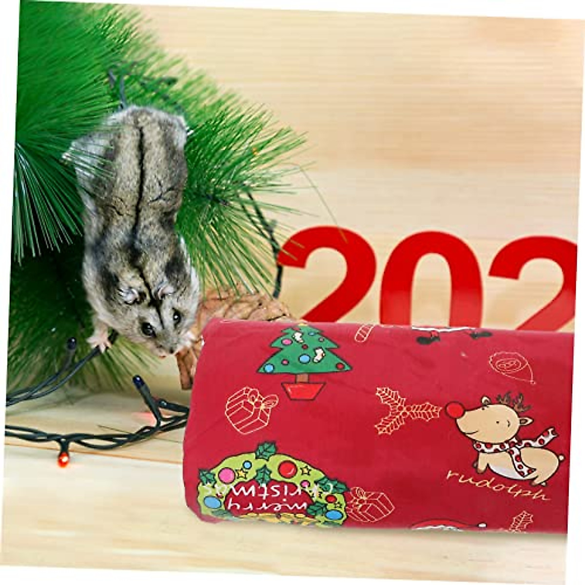 BCOATH 1pc Christmas Living Squirrel Animal Rabbit Nest Cage Tunnels Chinchillas Mice Habitats Plush Comfortable for Parrots Hut Pet Dwarf Exploration Hedgehogs Interesting Tunnel