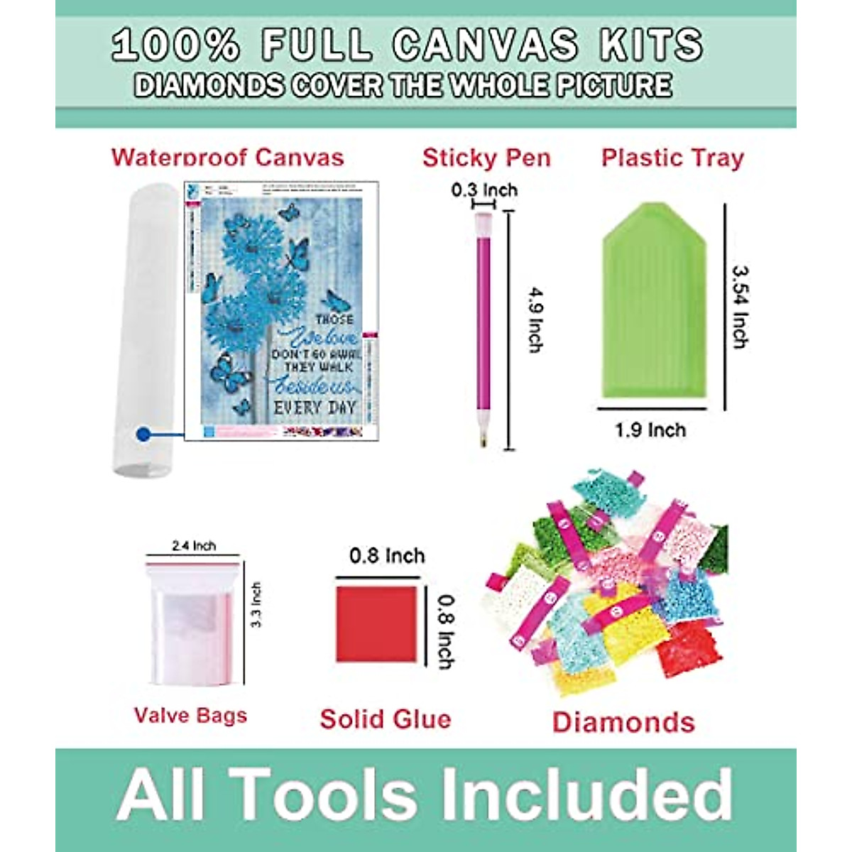 JLHATLSQ Diamond Painting Kits for Adults, Dandelion Butterfly 5D DIY Round Full Drill Diamond Art Craft Canvas Picture Friends Gift as Home Wall Decor, 12x16 inch