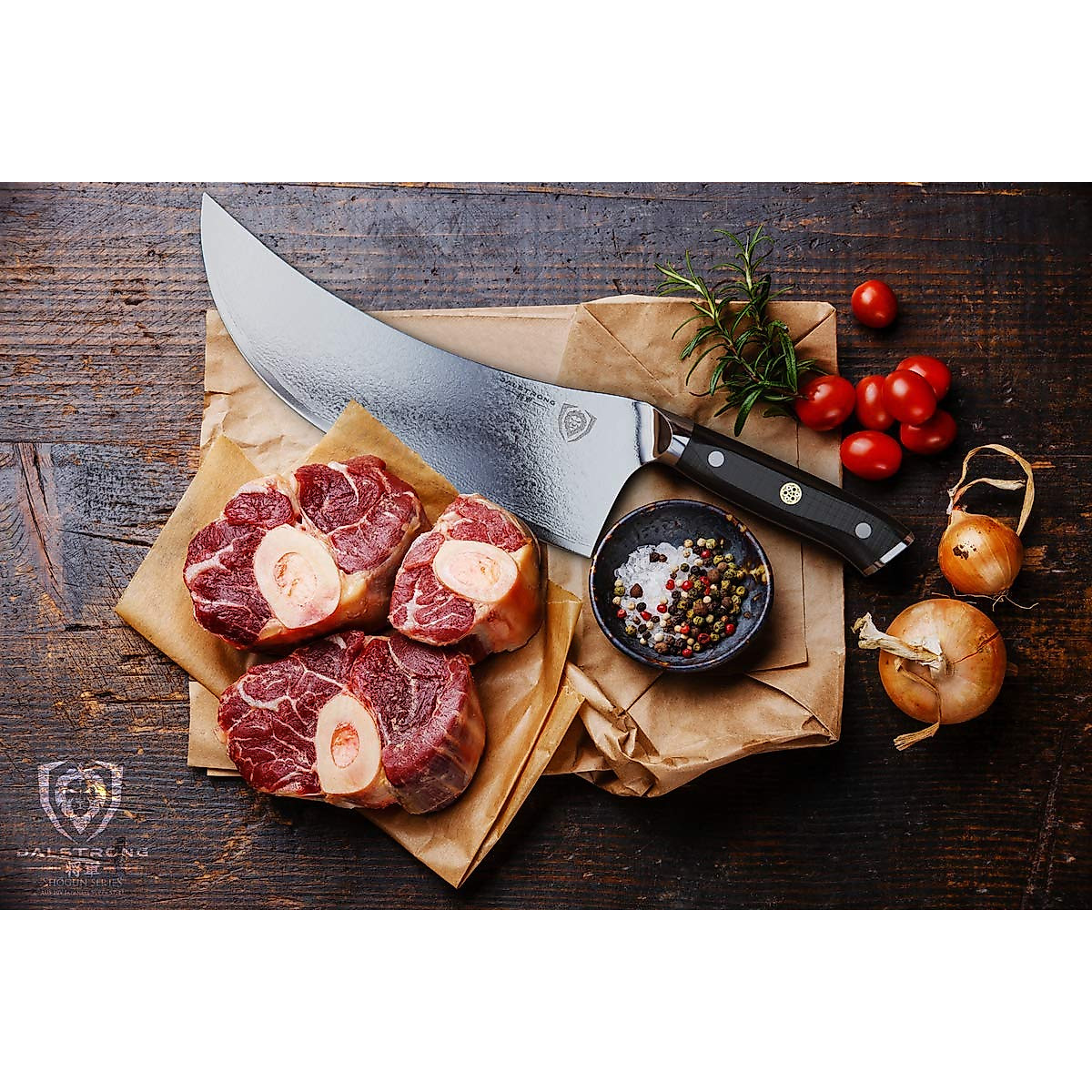 The Shogun Series 9" 'Raptor' Meat Cleaver Bundled with The Dalstrong Premium Whetstone Kit