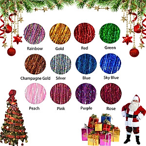 Hair Tinsel Kit With Tool 4200 strands Tinsel Hair Extensions 12 Colors Fairy Hair Tinsel, Sparkling Shiny Hair Tinsel Heat Resistant Highlights Glitter Tinsel Hair Extensions (48 Inch)
