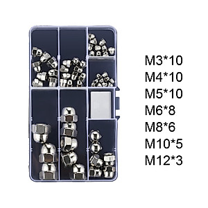 YOOYEH 50PCS 1/4-20 Acorn Cap Dome Head Nuts 304 201 316 Stainless Steel Nut Set Acorn Cap Nuts Decorative Dome Nuts