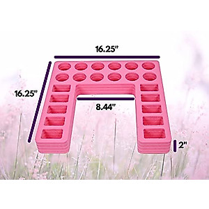 Polar Whale 2 Lotion and Body Spray Stand Organizers Tray Pink Durable Foam Washable Waterproof Insert for Home Bathroom Bedroom Office 16.25 x 16.25 x 2 Inches 22 Slots 2pc Pair Set