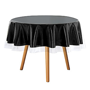 sancua Clear Plastic 100% Waterproof Round Tablecloth - 70 Inch - Vinyl PVC Table Cloth Protector Oil Spill Proof Wipe Clean Table Cover for Dining Table, Parties & Camping, Crystal Clear