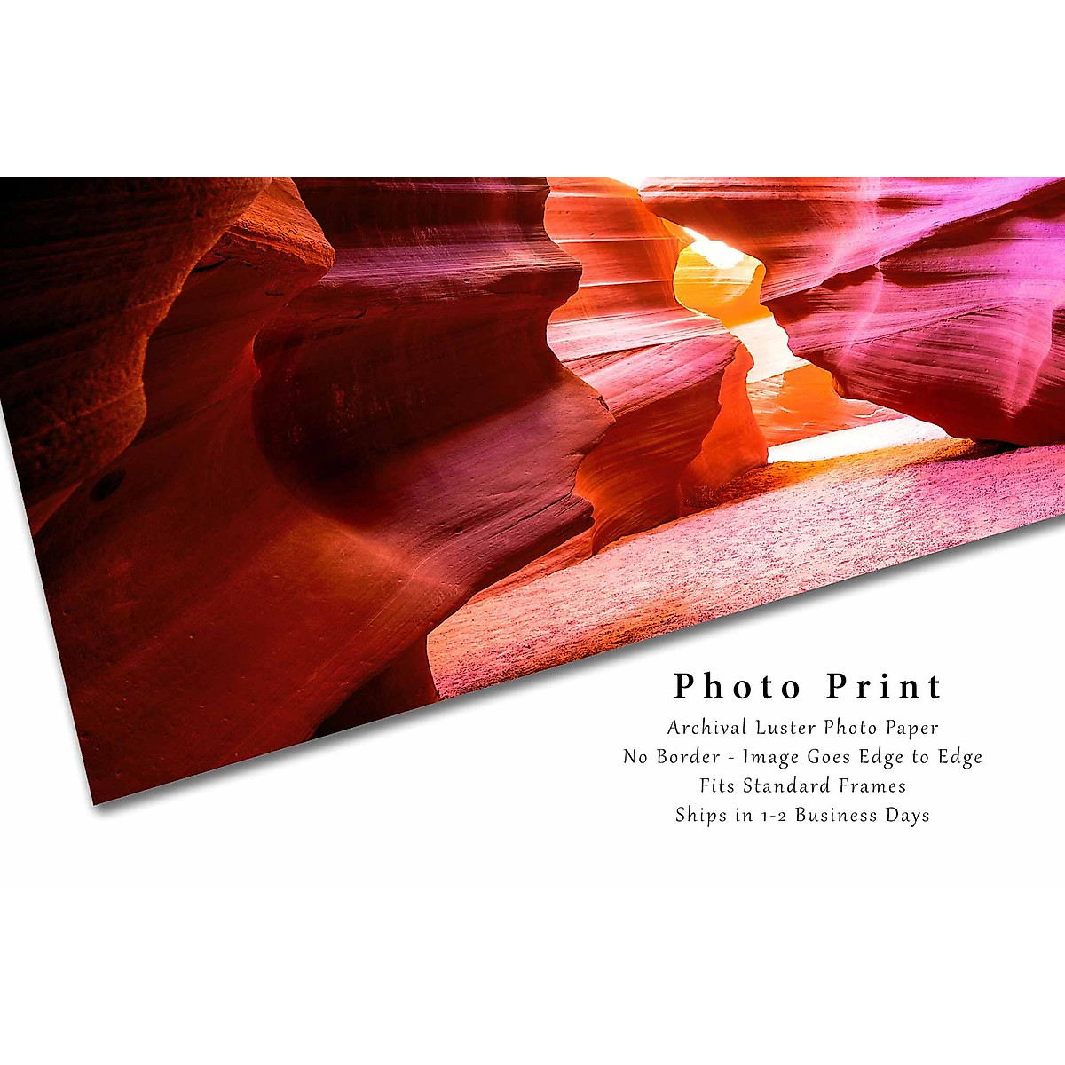 Antelope Canyon Photography Print (Not Framed) Picture of Slot Canyon Walls Shaped as Hourglass Leading to Sunlight Desert Wall Art Southwestern Decor (5" x 7")