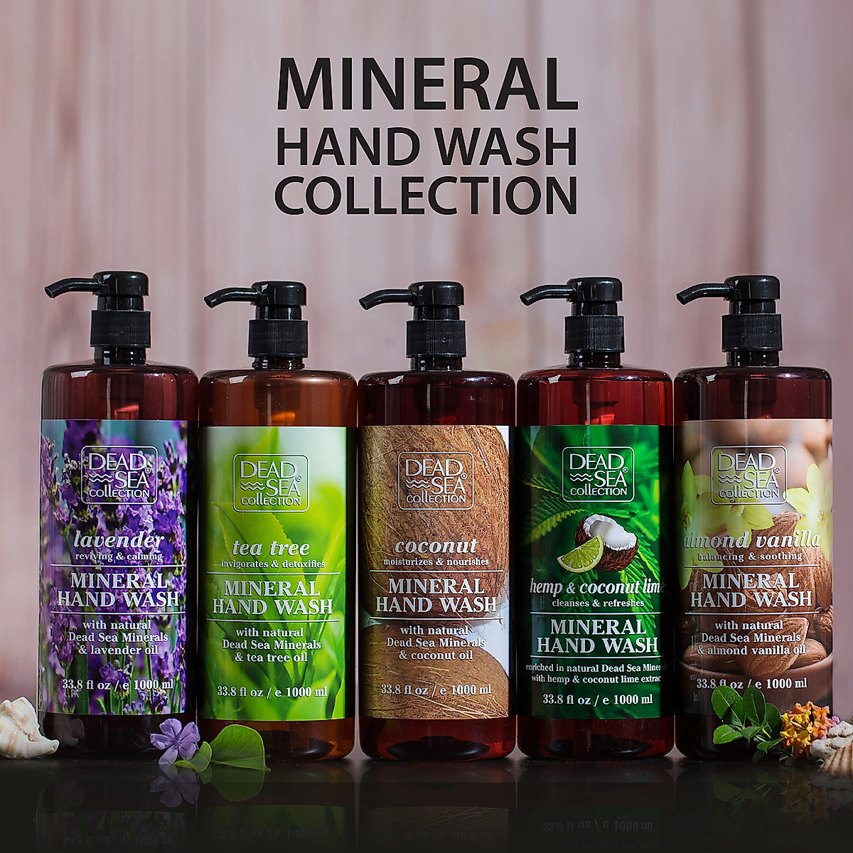 Dead Sea Collection Hand Soap Pump Almond Vanilla - Moisturizing Hand Wash Liquid with Dead Sea Minerals - Almond Vanilla Oils, Balancing & Soothing Pack of 2 (33.8 Fl Oz Each) - 67.6 Fl Oz Total