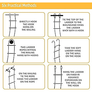 RUJYSLTO Emergency Fire Escape Ladder-Fire Escape Ladder-Escape Rope Ladder with,Fast to Deploy,Ideal for Home Climbing,Escape from Windows and Balconies,3m/9.8ft