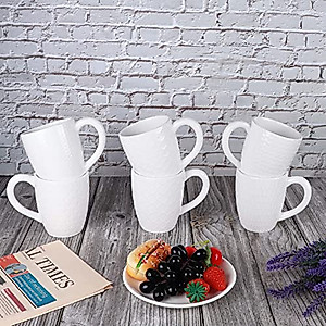 Hoikwo Gifts Mugs, White Stylish Coffee Mugs Set of 6, 11.8 Oz White Ceramic Stoneware Different Patterns Mugs Cups with Handle for Coffee, Tea, Cocoa, Milk, Compatible with Various Kitchen