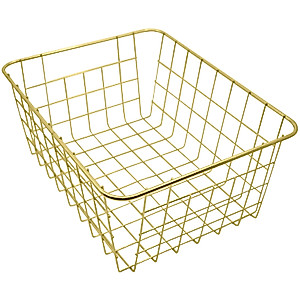 Stephanie Imports Set of 2 Nested Wire Basket Trays for Storage and Organizing (Gold)