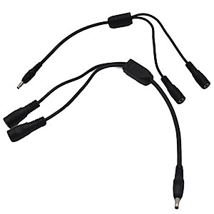 UpperFu 2PCS DC Y Splitter Cable 1 Male to 2 Female,3.5mm x 1.35mm DC Power Extension Adapter Cable,for CCTV Surveillance Cameras, LED Light Strip